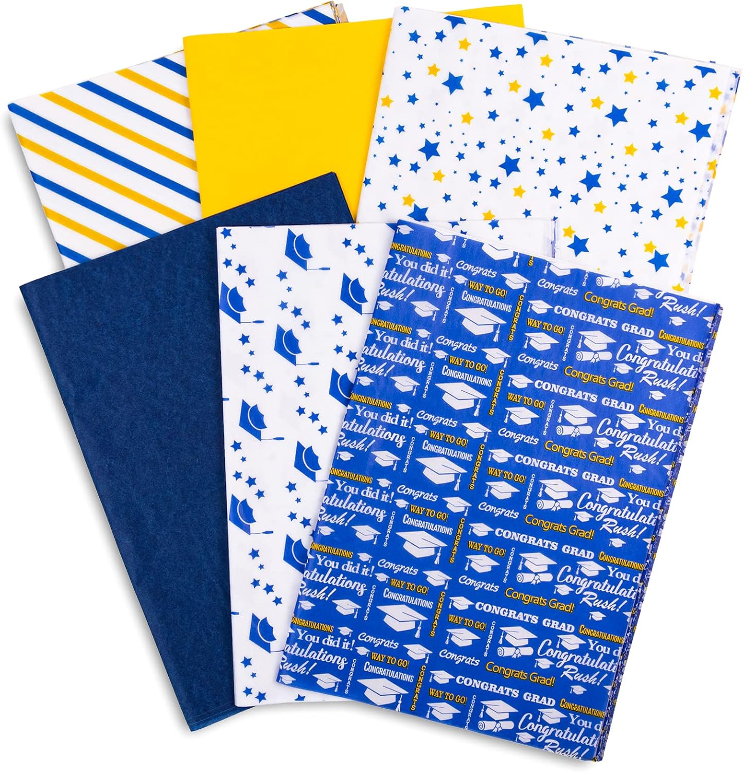 Whaline Graduation Tissue Paper Bulk 6 Style Gift Wrapping Paper White ...