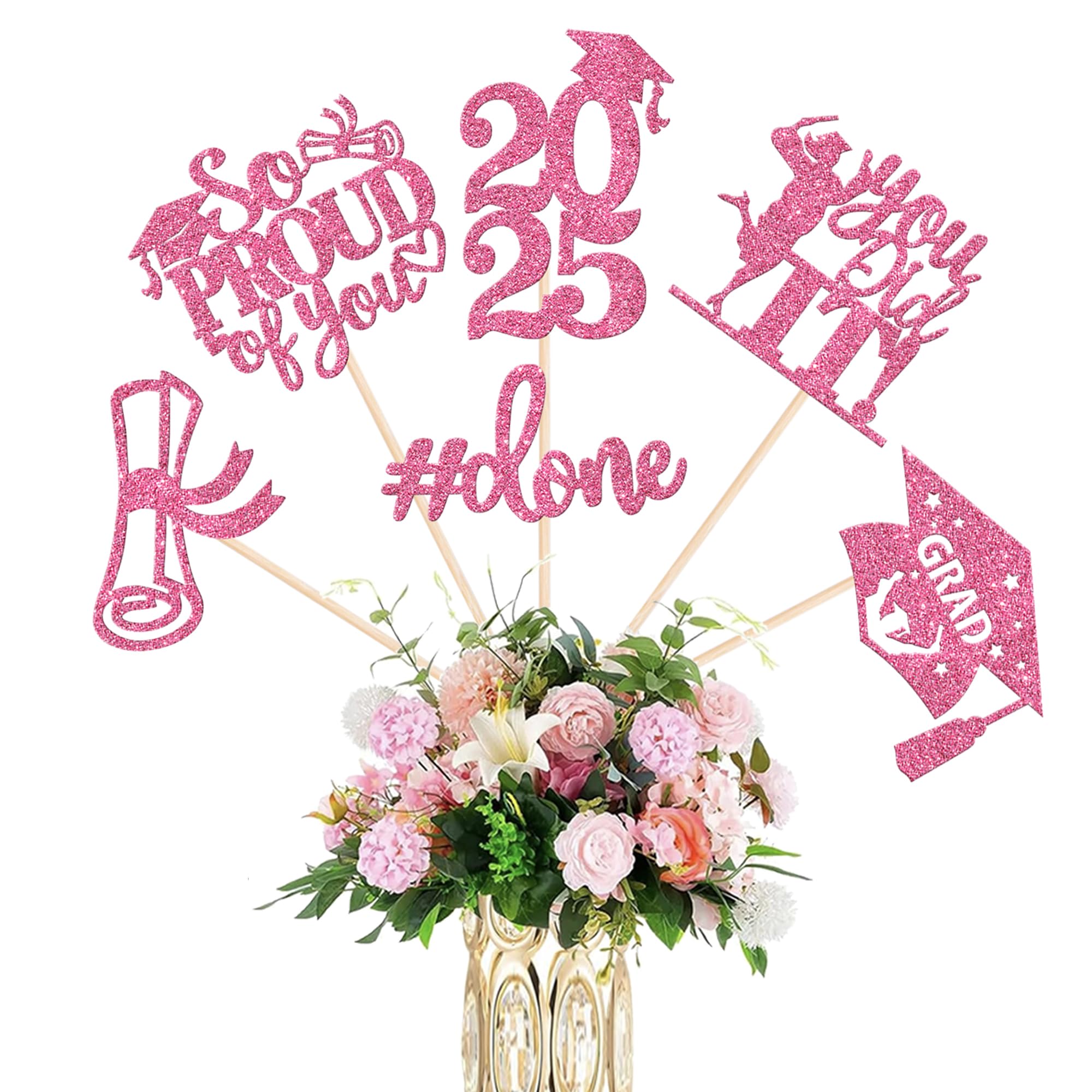 Mua 12 Pack 2025 Graduation Centerpiece Sticks Assembled Glitter Class ...