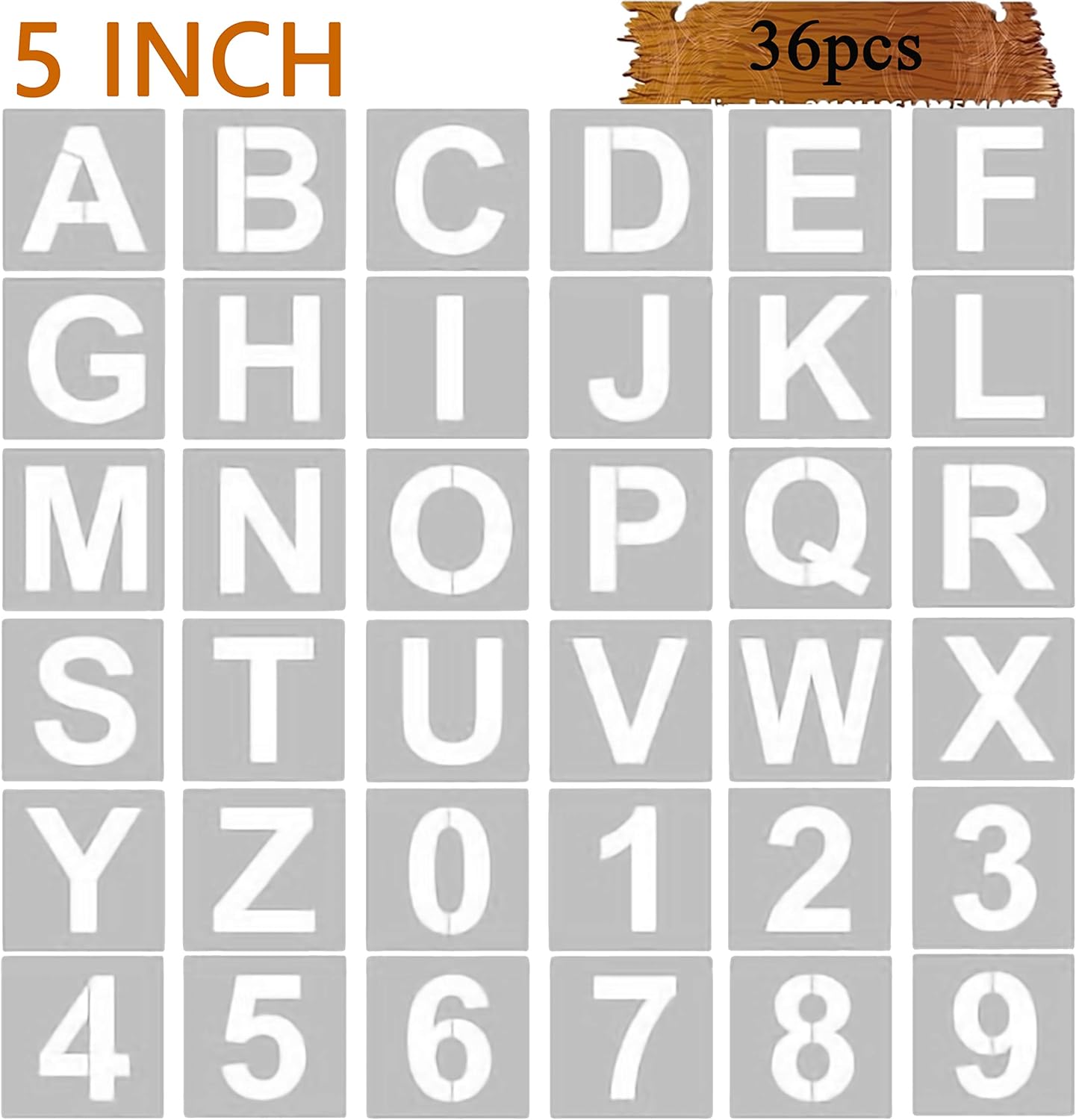 Manbl 36 Pcs Alphabet Letter Stencils for Painting on Wood, 5 inch ...