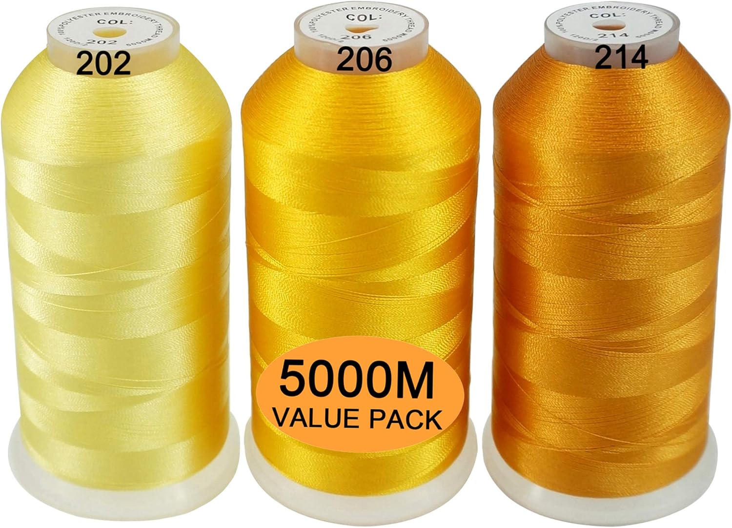 New brothread Set of 3 Different Yellow Colors Polyester Machine ...
