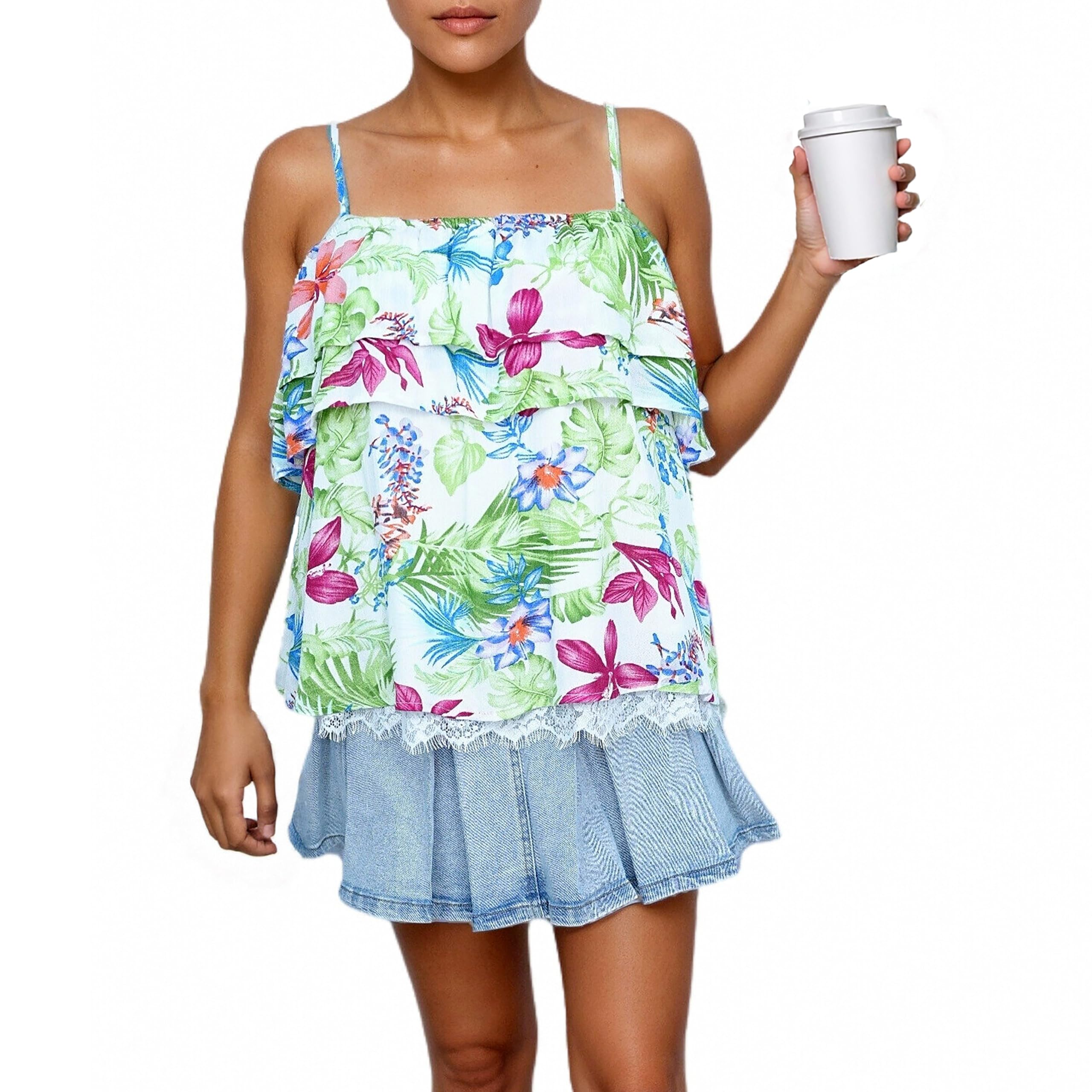 Lulirest Cute Summer Tops for Women Boho Floral Off-Shoulder Crop Top ...
