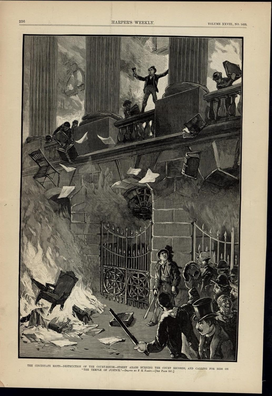 Amazon.com: Cincinnati Riots Destruction of Court House 1884 great old ...