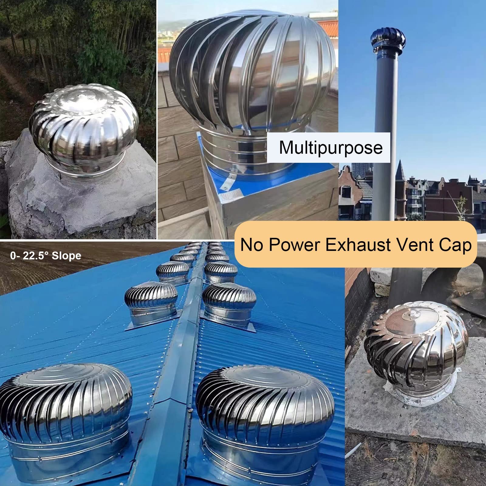 Stainless Steel 304 Non Power Roof Ventilator, Roof Vent For Leak Proof ...