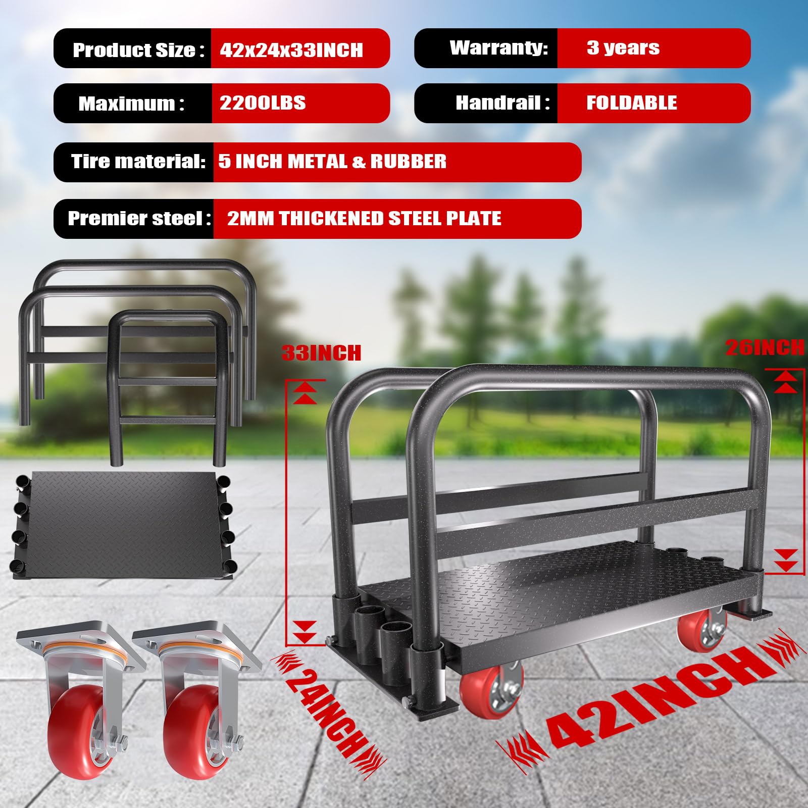 Mua 2IN1 Heavy Duty Panel Truck Cart,42" x 24" Flatbed Cart w/1Front&2 ...
