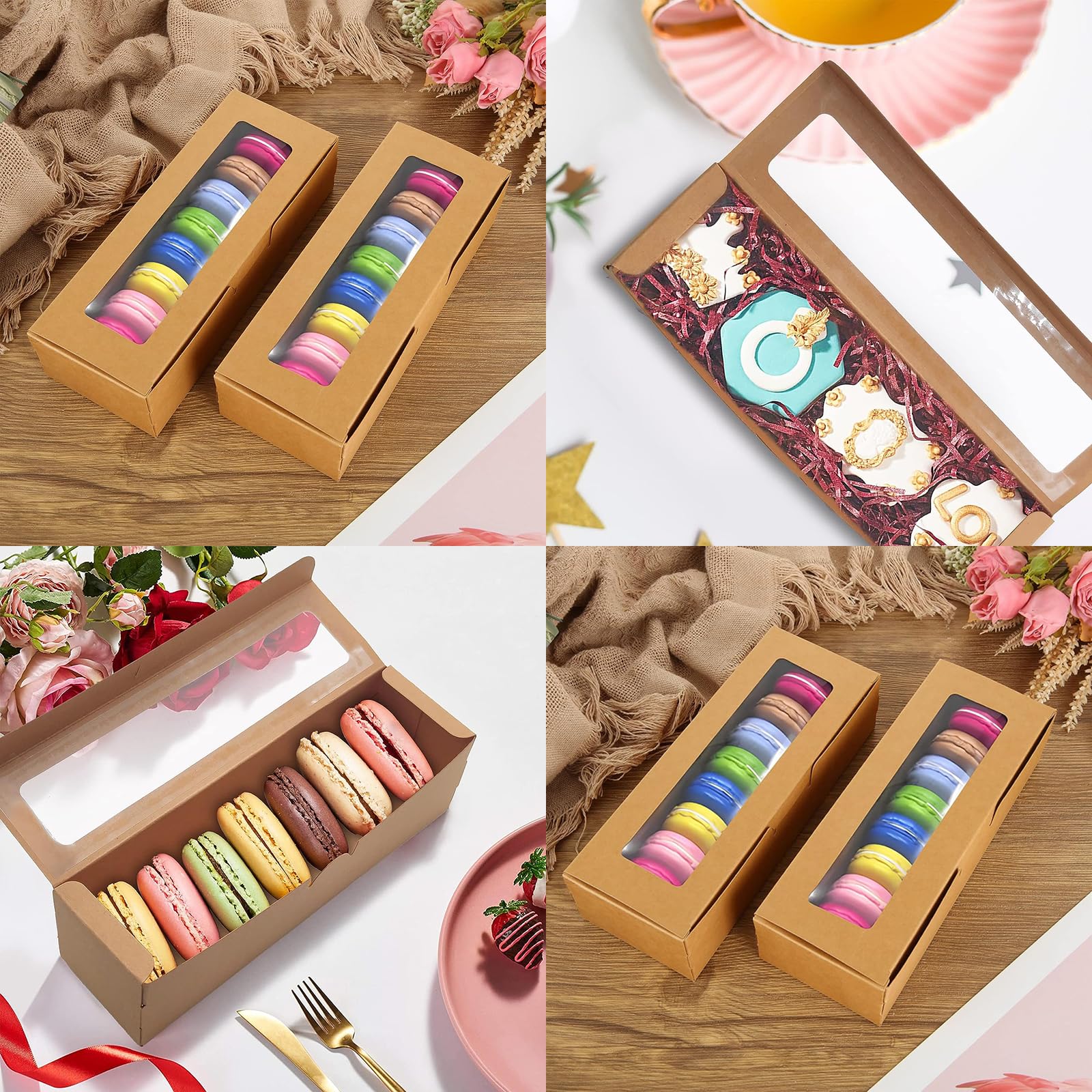 Xuwzenkl Macaron Boxes for 6 to 10 Macarons, 20 Pack 8x3x2 Inches ...