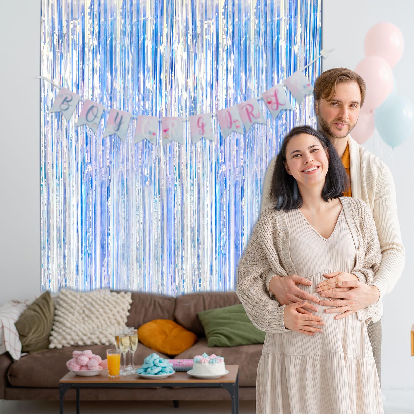 2 Pack Iridescent Party Backdrop Decorations Tinsel Curtain Birthday ...