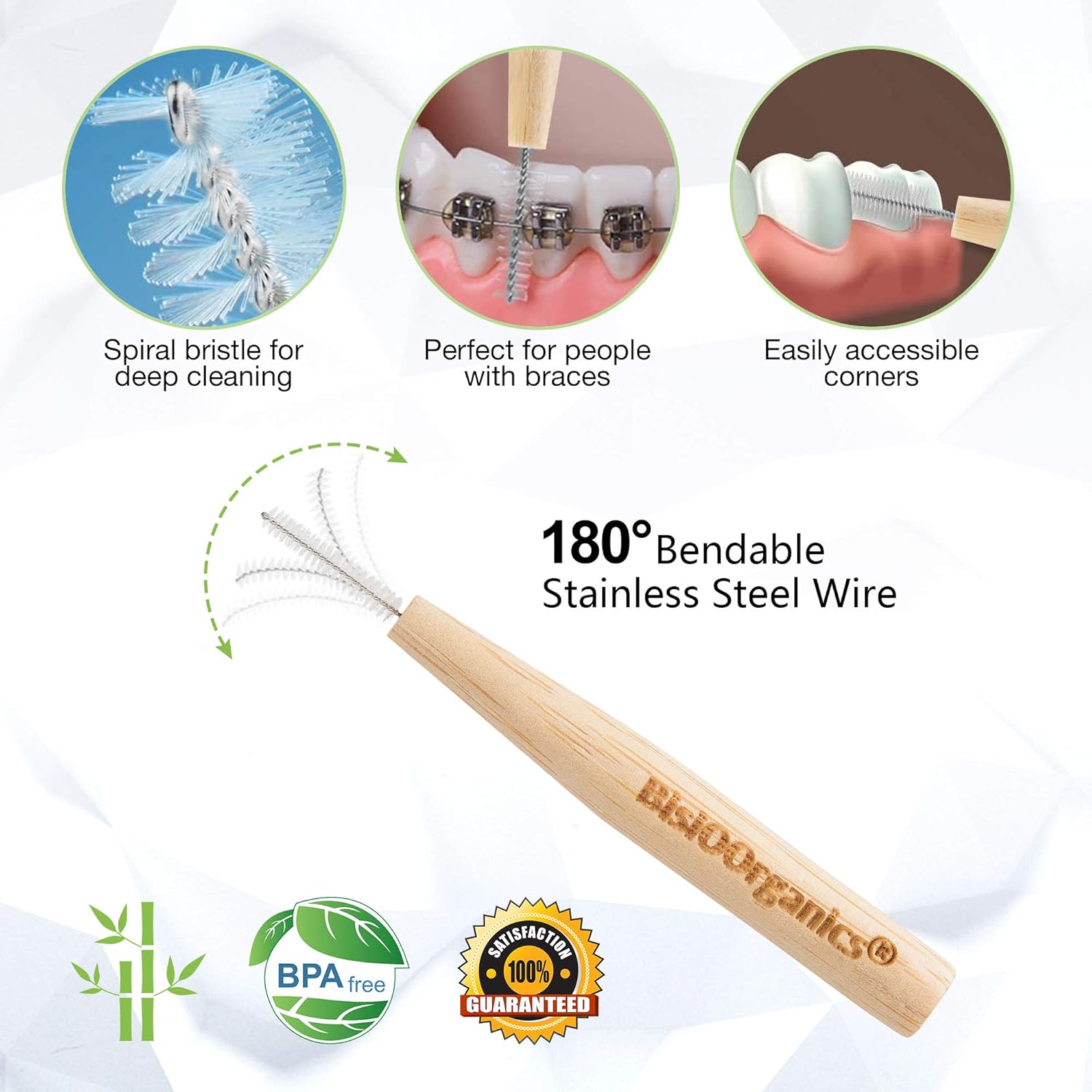 BisiOOrganics Bamboo Hygiene Set – Pack of 4 Bamboo Brushes, 200 Bamboo ...