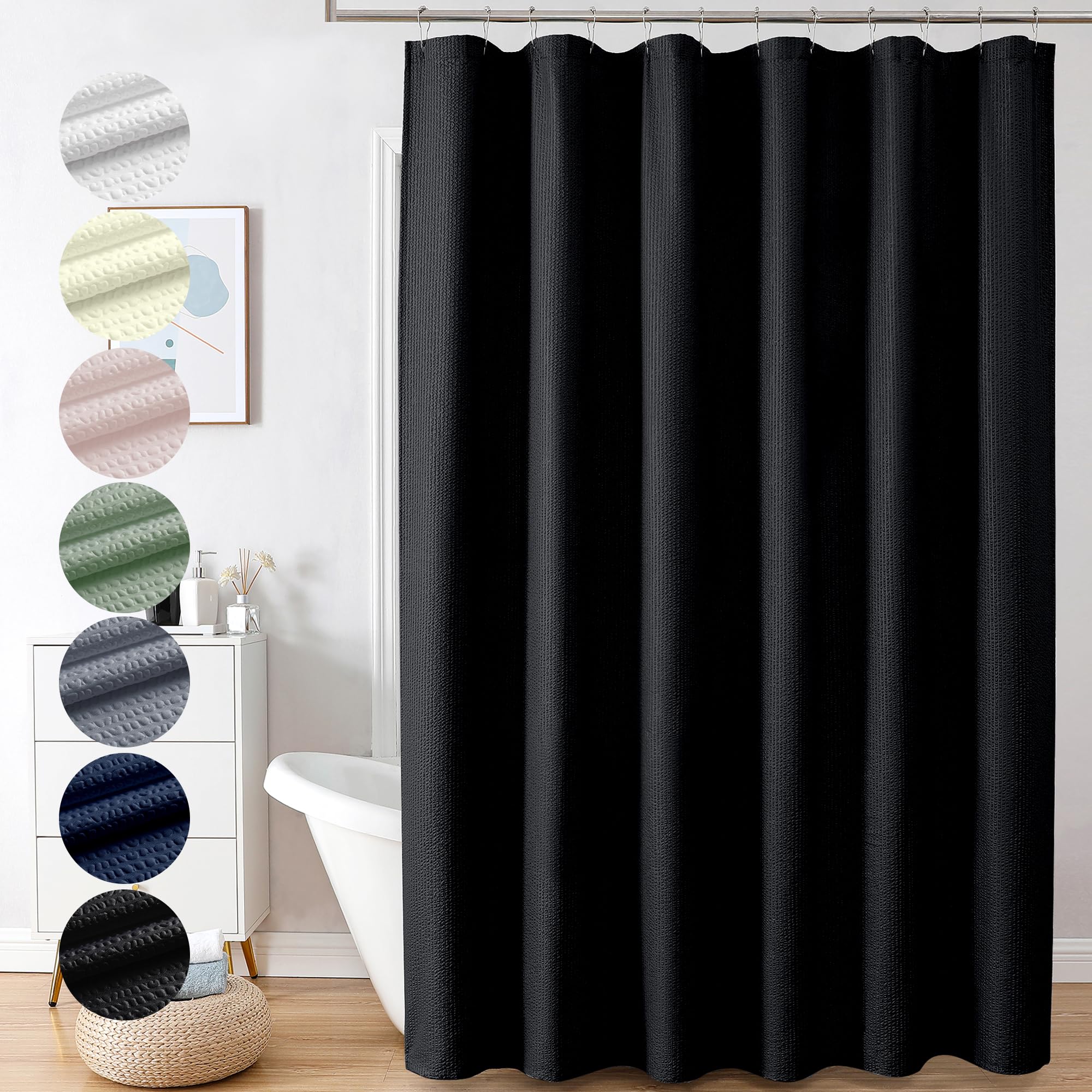 OVZME Berry Black Extra Long Shower Curtain, 72 x 84 Inch, 3D Embossed ...