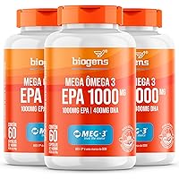 Mega Omega 3 MEG-3™, EPA 1000mg - DHA 400mg, Biogens, Kit 2x 60 cápsulas | Amazon.com.br