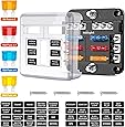 Nilight - 50055F 6 Way Blade Fuse Block 6 Circuits with Negative Bus Fuse Box Holder with LED ...