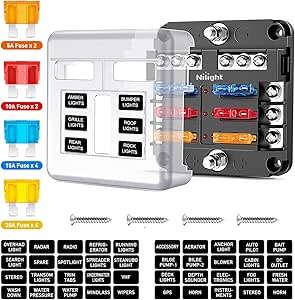 Amazon.com: Nilight 6 Way Blade Fuse Block 6 Circuits with Negative Bus ...