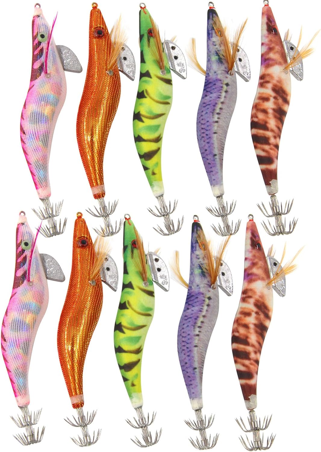 Shaddock Fishing®, 10 esche da pesca finte, colorate, fosforescenti ...