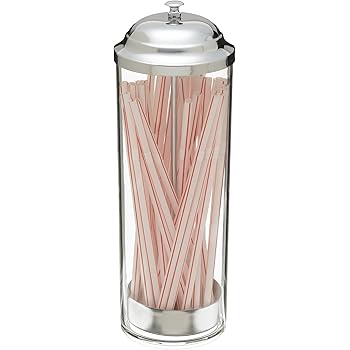 Amazon.com: Retro Diner-Style Glass and Chrome Countertop Straw ...