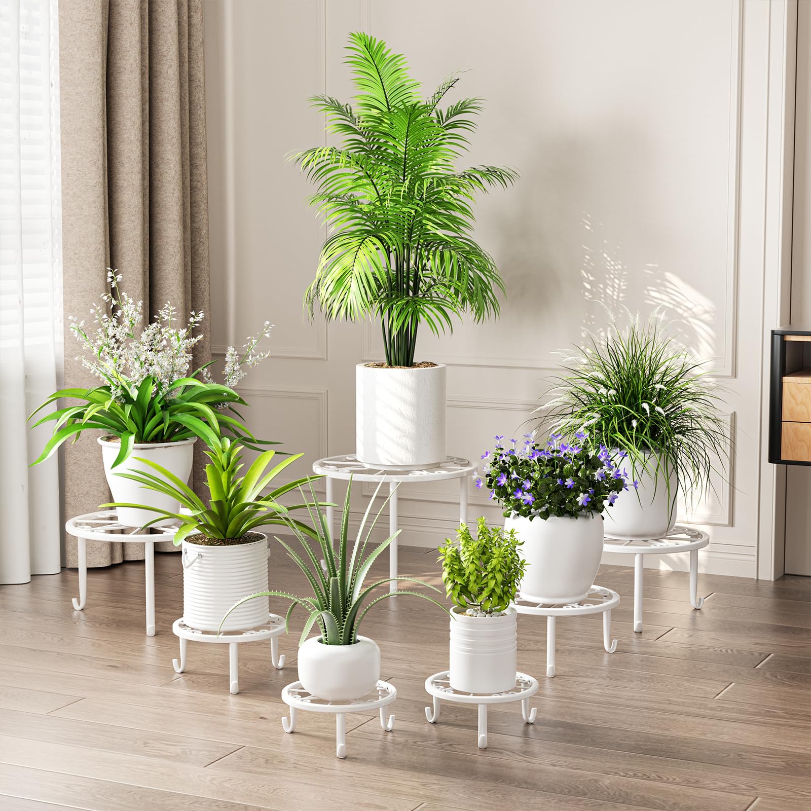 ZUIYIN 7 Pack Metal Plant Stands for Outdoor Indoor, Anti-Rust Iron ...