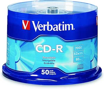 Verbatim 94691 CD-R 700MB 80 Minute 52x Recordable Disc - 50 Pack ...