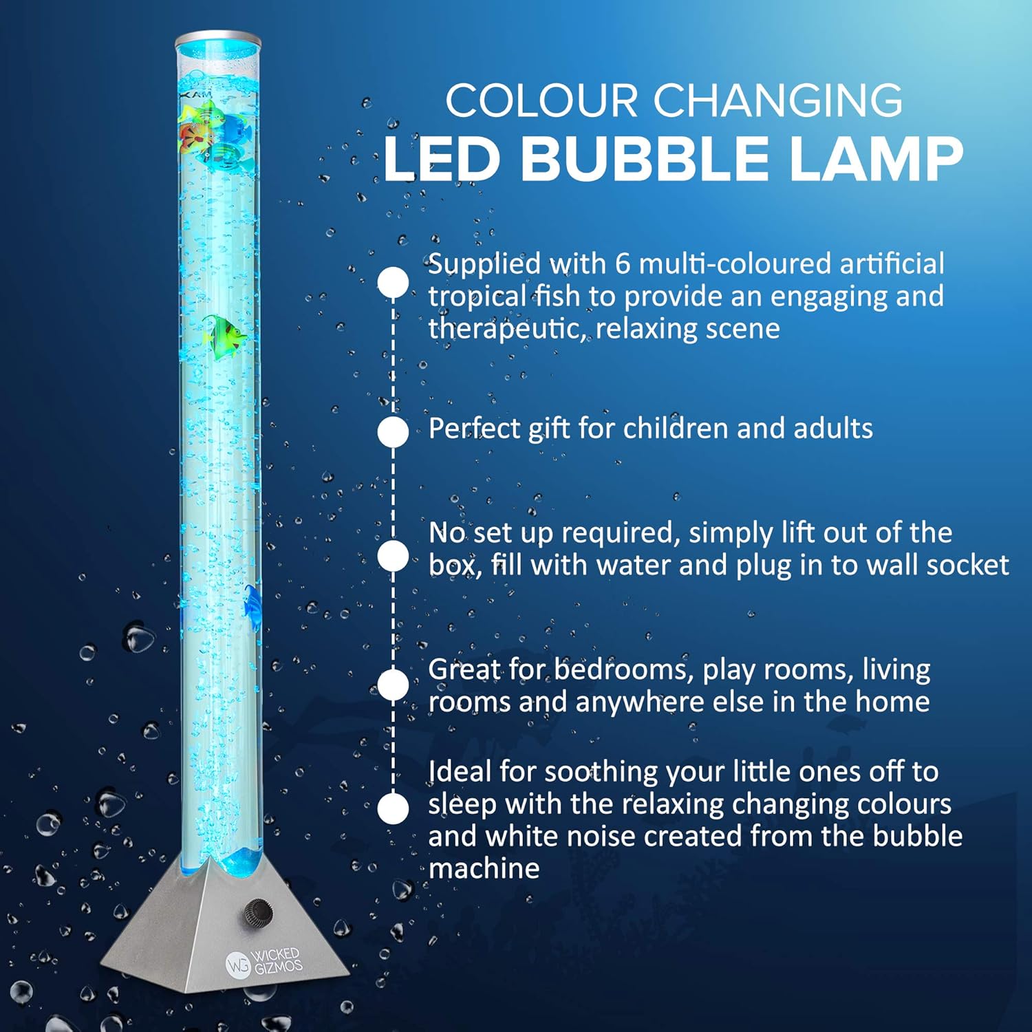 Wicked GIZMOS Large Colour Changing Bubble Lamp LED Light Tubular ...