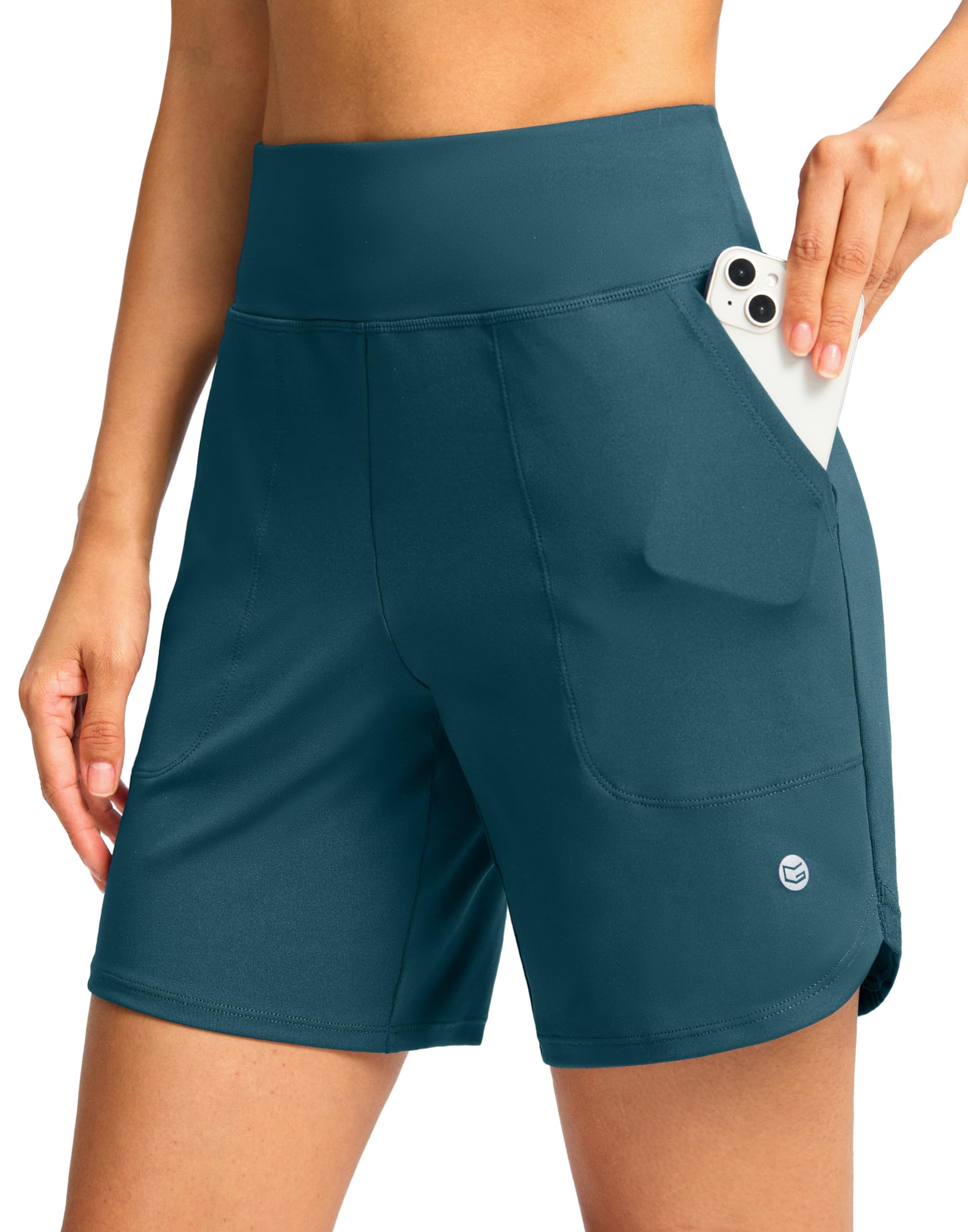 G Gradual Women's Athletic Shorts 6" High Waisted Stretchy Bermuda ...