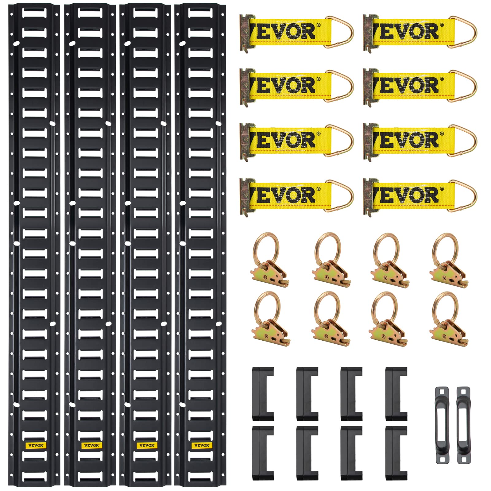 VEVOR E Track Tie-Down Rail Kit, 30PCS 5FT E-Tracks Set Includes 4 ...