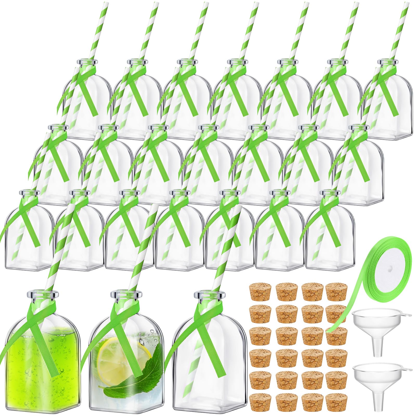 Baderke 24 Set 4 oz Glass Patron Reusable Cups with Cork and Straw Mini ...