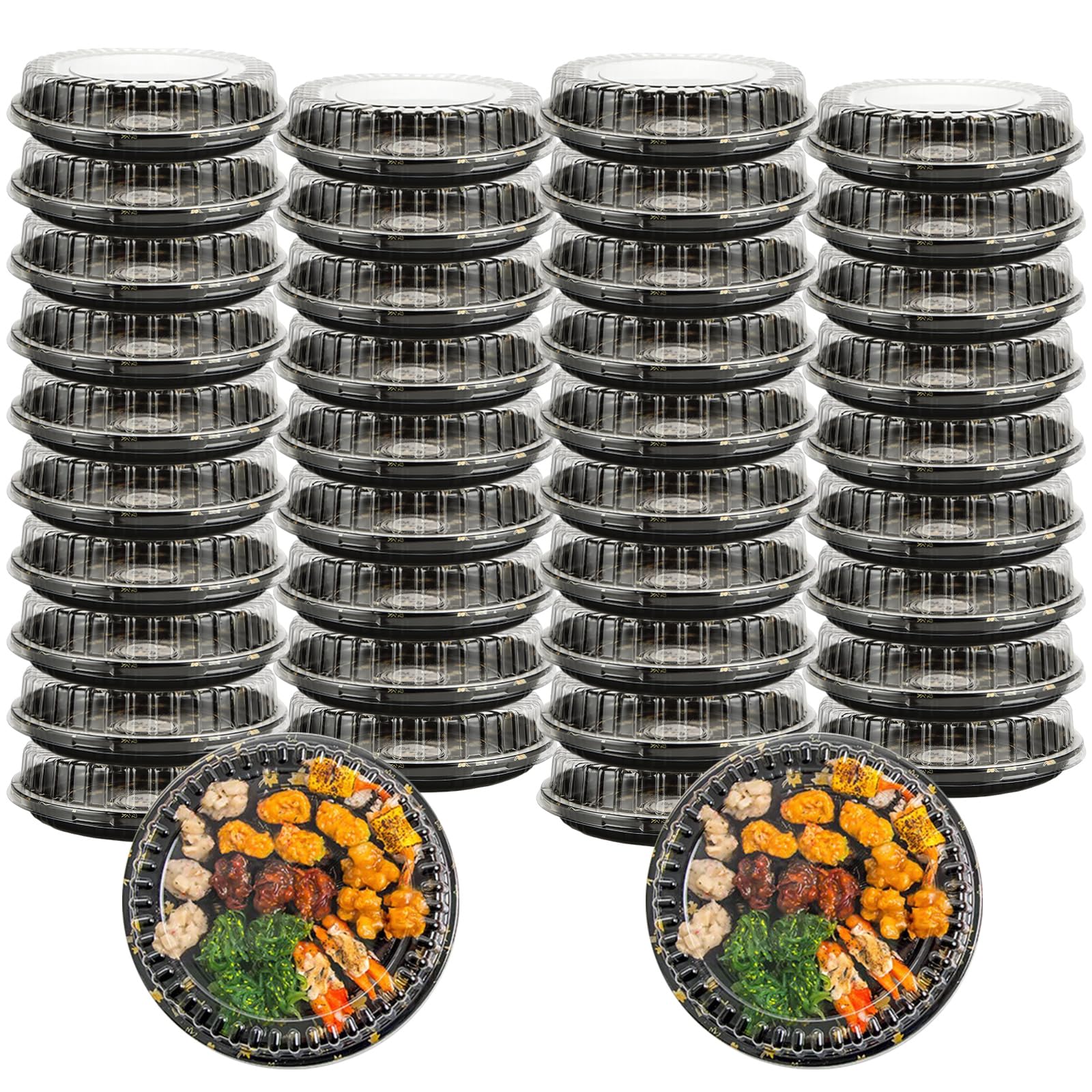GBACHOOSE 30 Pack 10 Inch Plastic Serving Tray with Lids, Catering ...