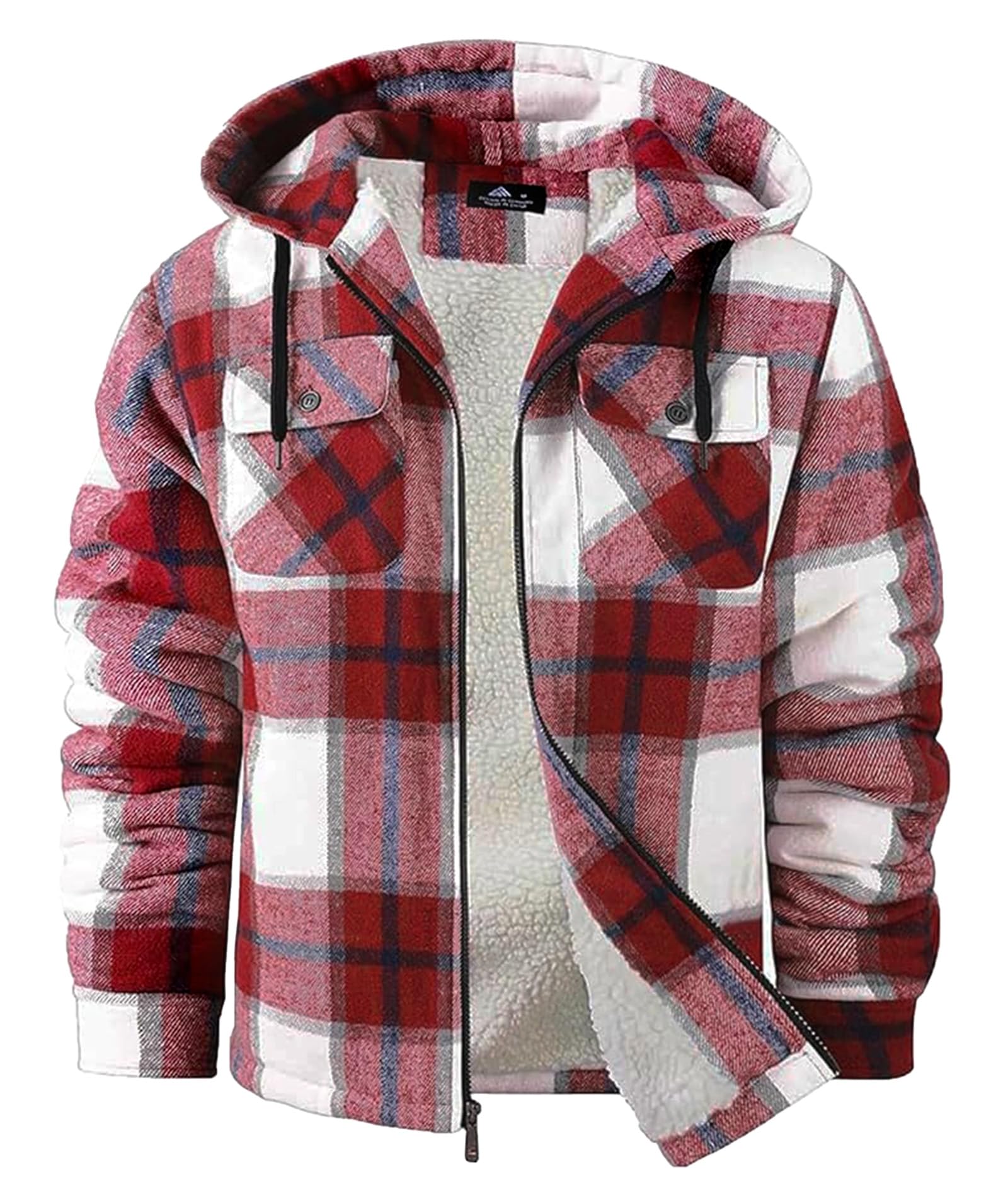 GEEK LIGHTING Men's Flannel Shirts Jacket Sherpa Lined Fleece Plaid ...