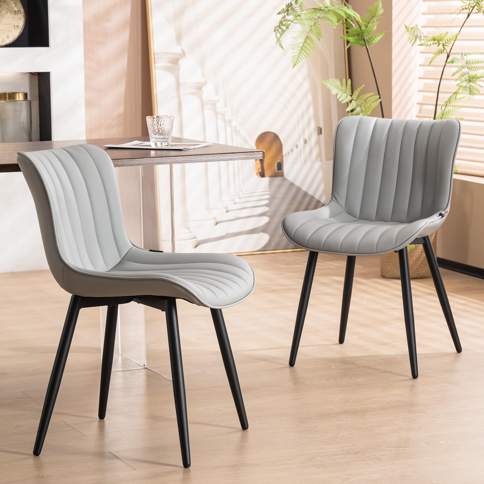 Mua Grey Dining Chairs Set of 2 Upholstered Mid Century Modern Kitchen ...