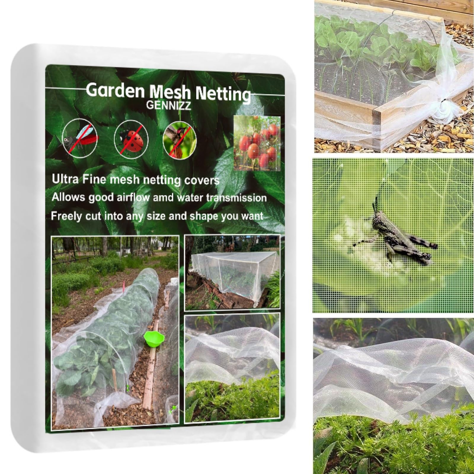 Garden Insect Mesh Netting 10ft x 100ft, GENNIZZ Ultra Fine Plant Cover ...