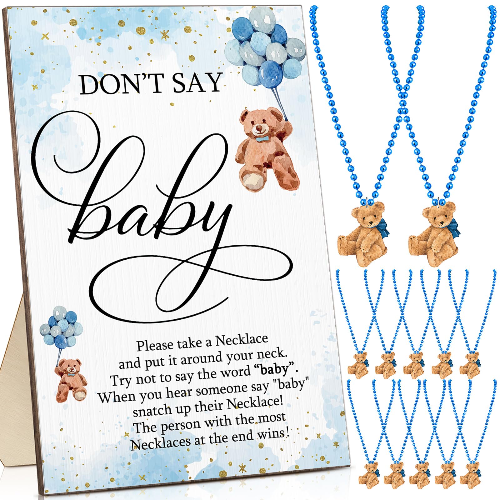 Roowest 51 Don't Say Baby Shower Game Wooden Sign Table Decor Gift Sets ...