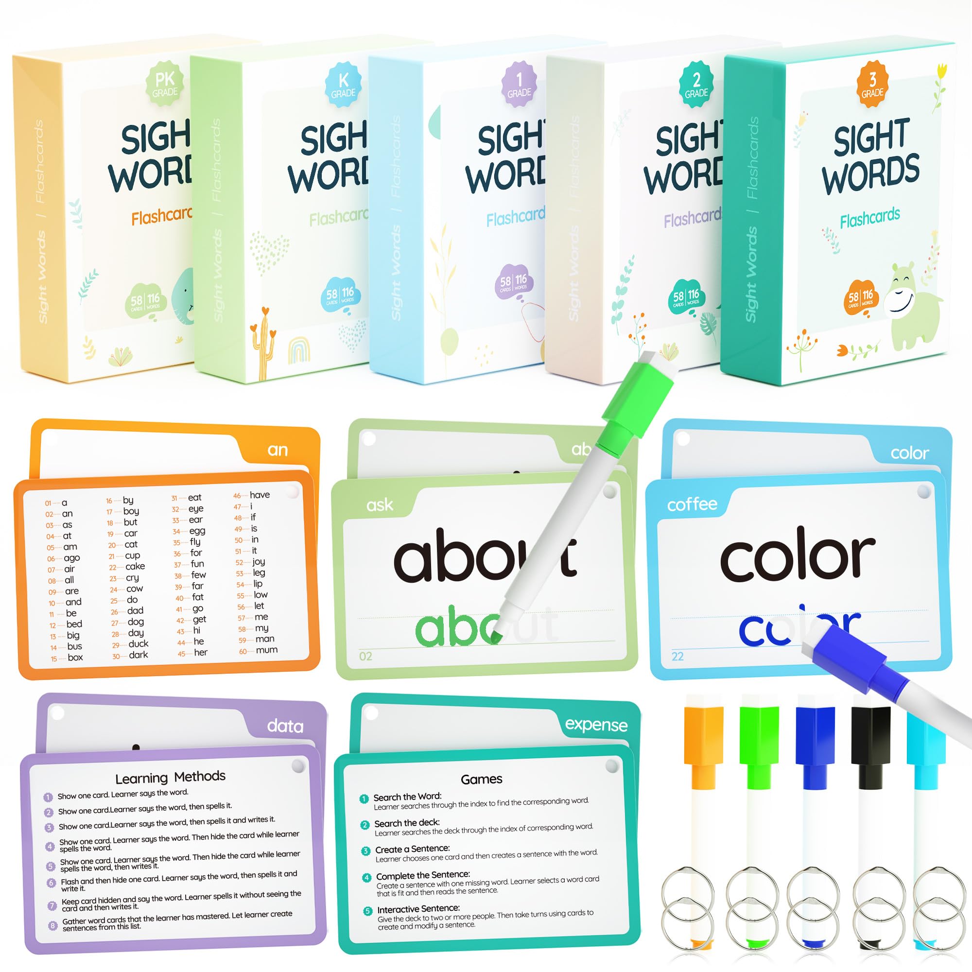 Mua WJPC 300 Cards, 580PCS High Frequency Sight Words Flash Cards for ...