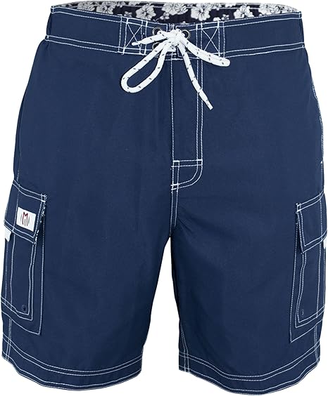 Men's Swim Trunks Solid Color Cargo Style Microfiber Swimsuit | Amazon.com