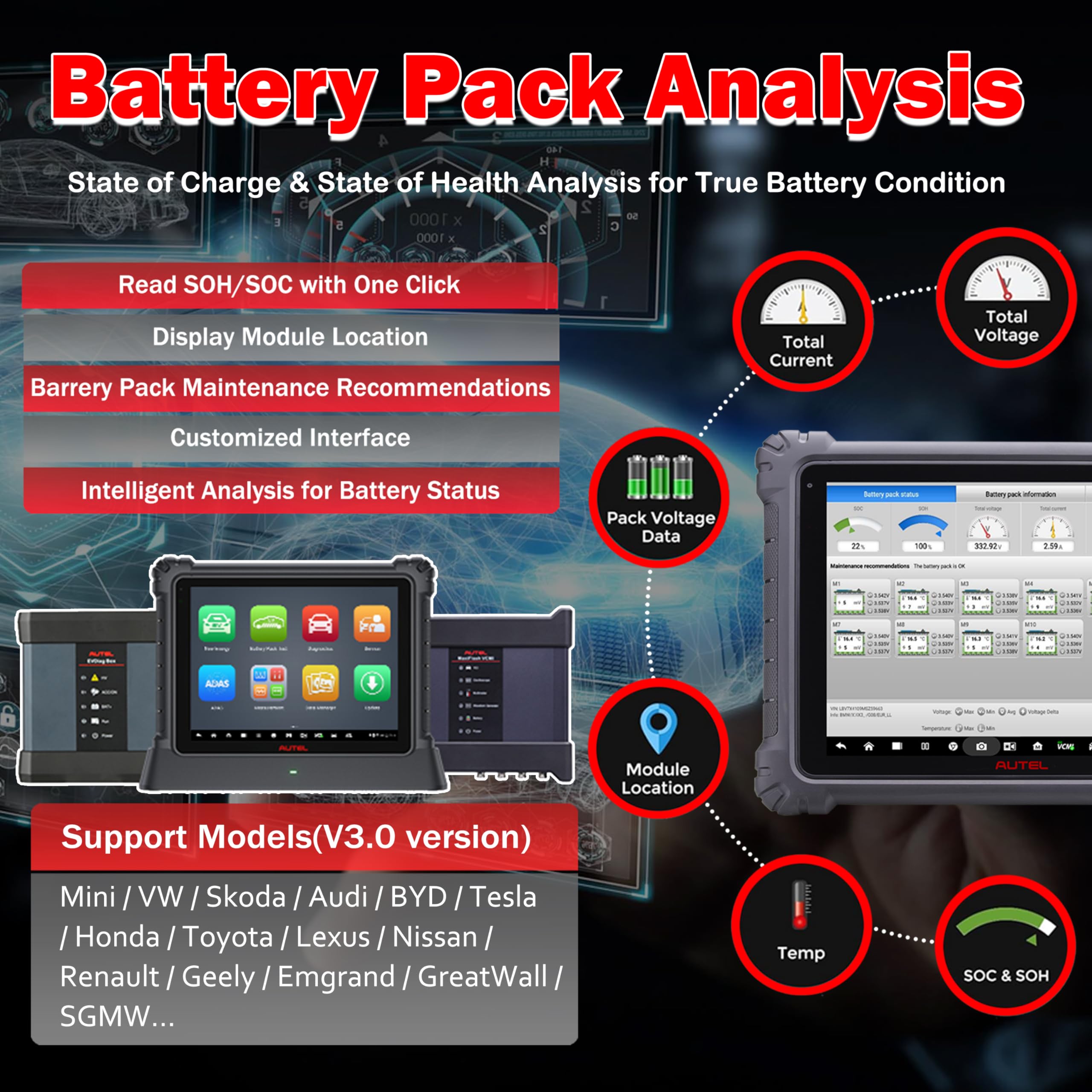 Autel Scanner MaxiSYS Ultra EV 2025 OBD2 Scanner High Voltage Battery ...