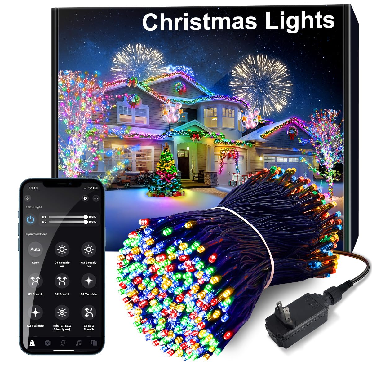 DREAMLAND 100FT Smart Christmas Lights, Outdoor String Lights with APP ...