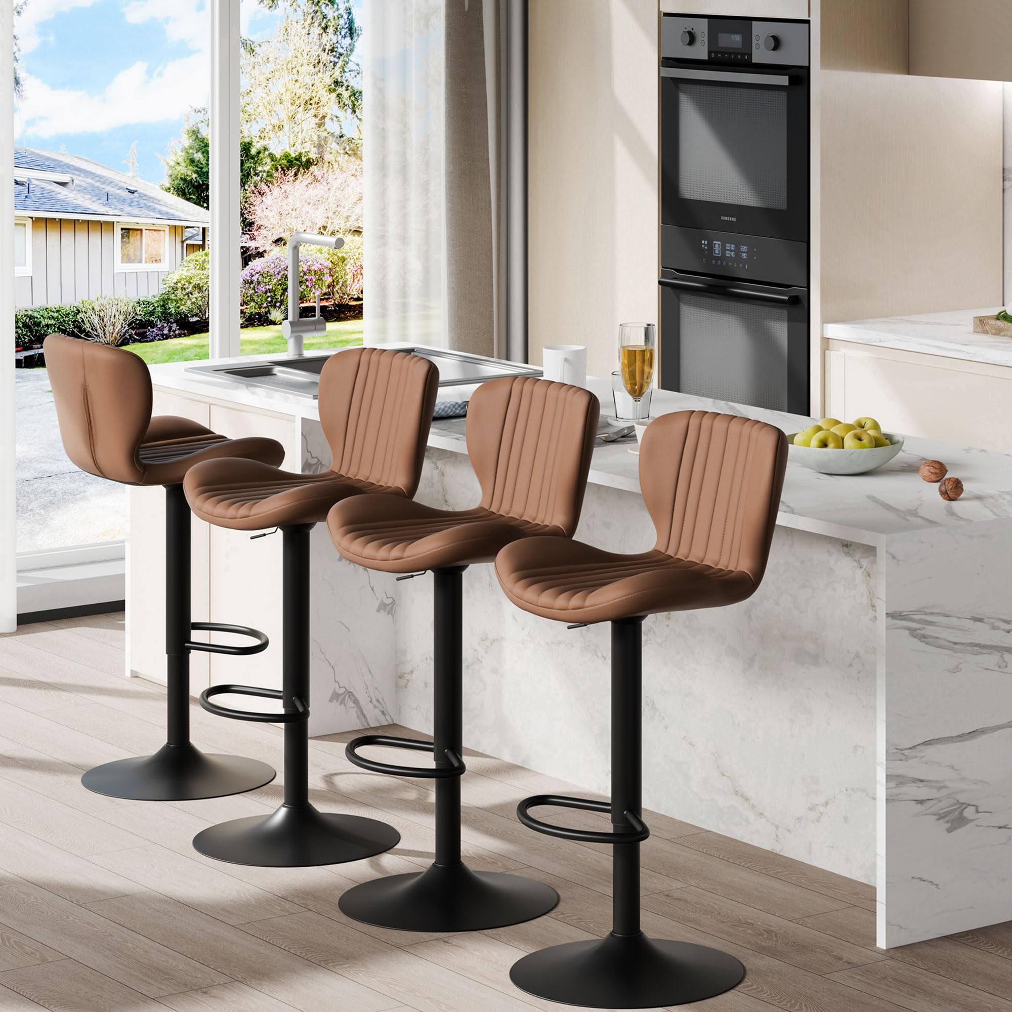 ONLY 2 Shintenchi Bar Stools Set of 4 Modern Swivel Bar Chairs, Counter ...