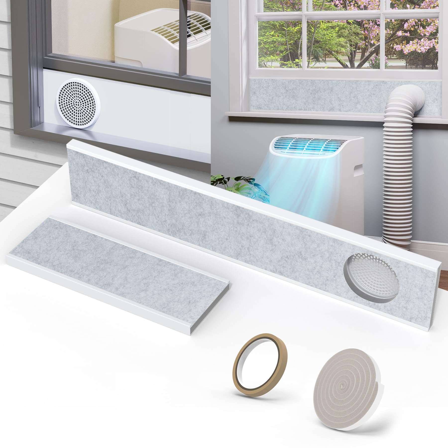 Memrita Portable Air Conditioner Window Vent Kit with Insulation Foam ...