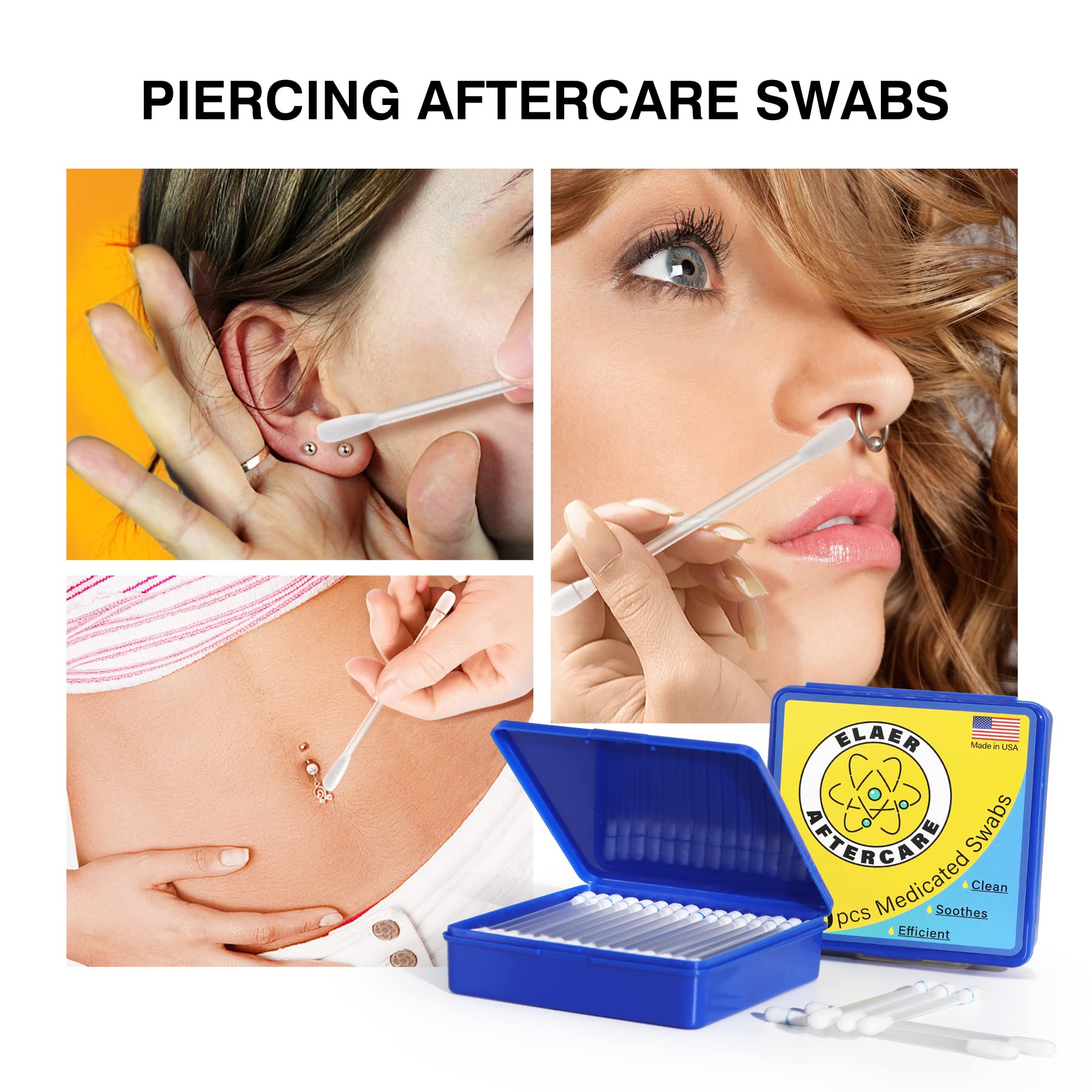 Mua Elaer Aftercare, 60 PCS Medicated Piercings Swabs, Ears, Nose ...