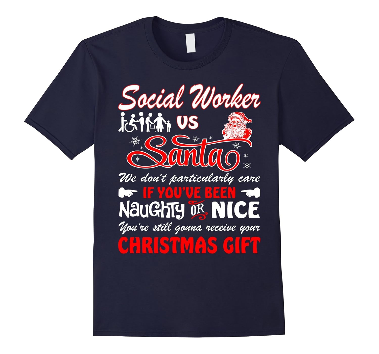 Social Worker Vs Santa Receive Christmas Gift Ugly T Shirt-Art – Artvinatee