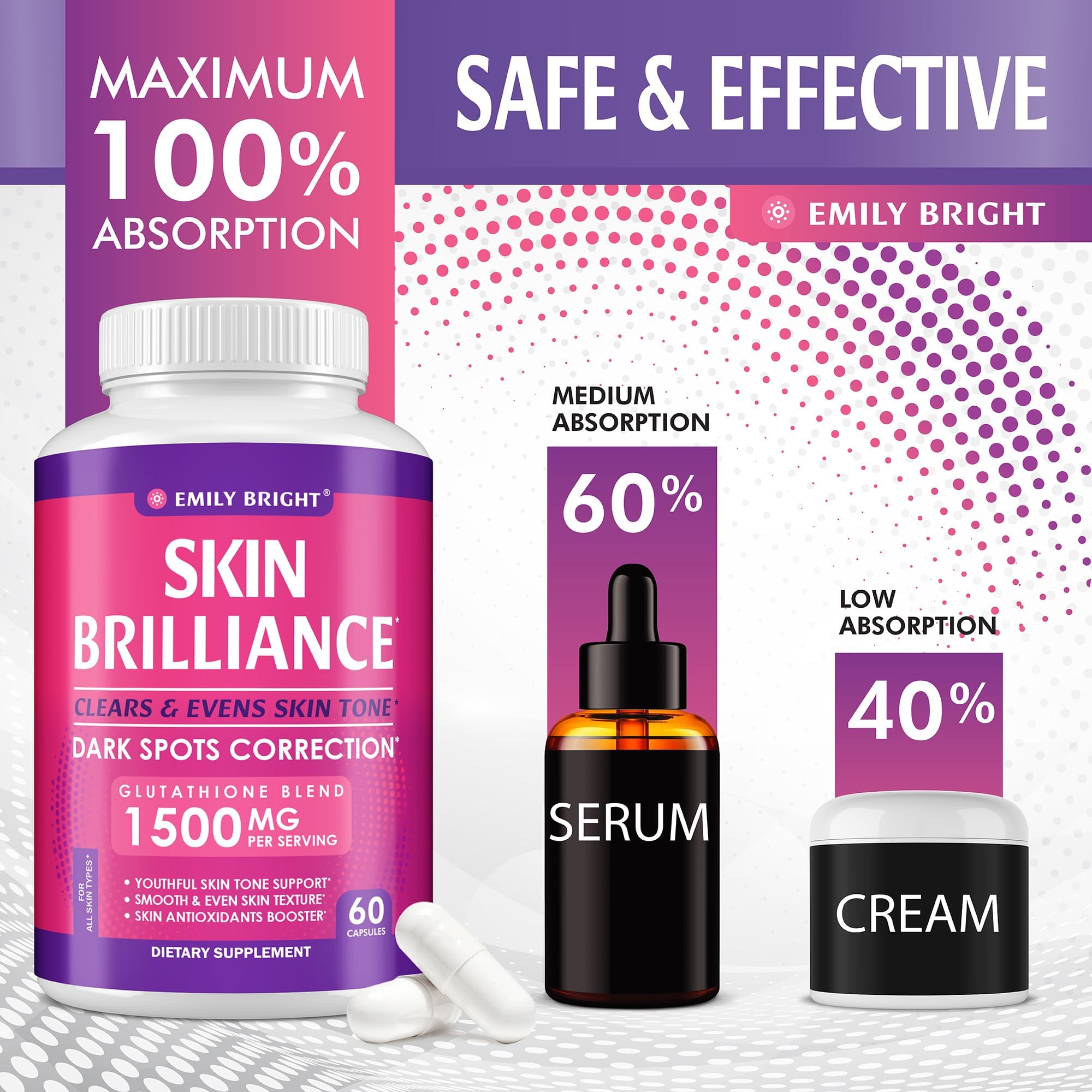 Mua Glutathione Capsules - 1,500mcg Glutathione Supplement - Skin Tone ...