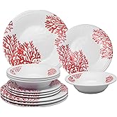 Amazon.com | UPware 12-Piece Melamine Dinnerware Set, Includes Dinner ...