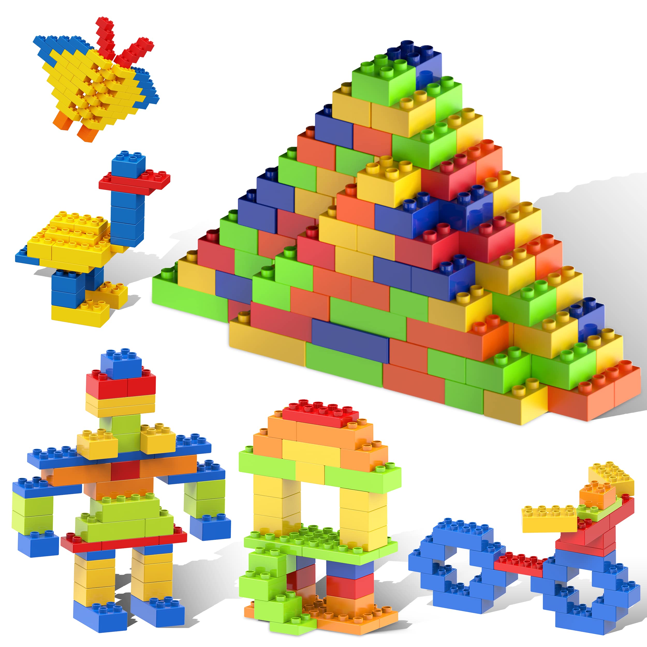 PicassoTiles 200 Piece Large Construction Brick Building Blocks STEM ...