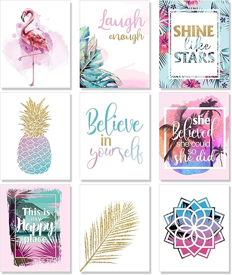 Amazon.com: Outus Set of 9 Teen Girl Room Wall Art Inspirational Prints ...