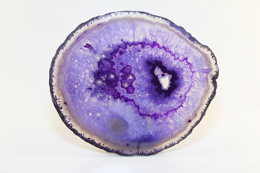Amazon.com: Dyed Purple Geode Druzy Quartz Inclusions Brazilian BANDED ...