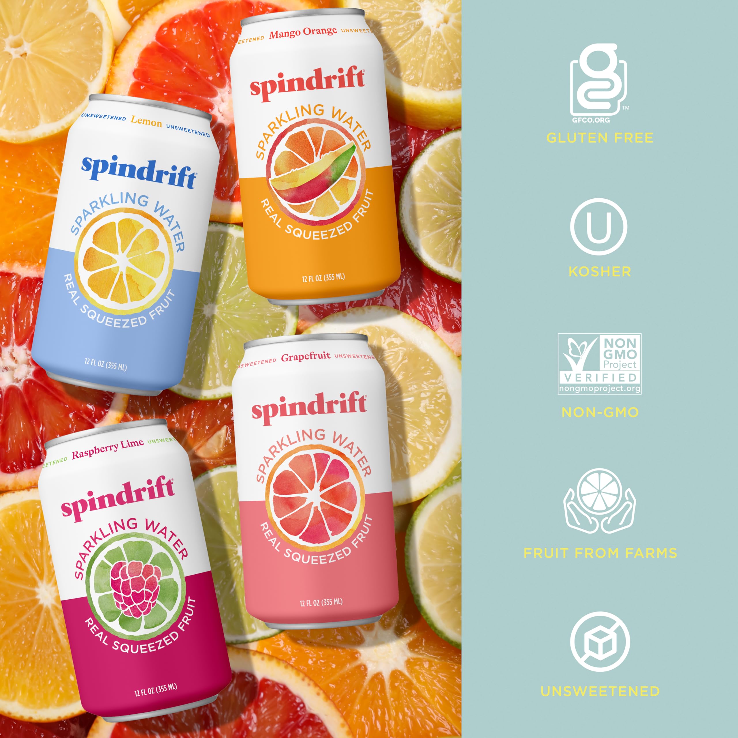 Mua Spindrift Sparkling Water, 4 Flavor Variety Pack, Made with Real ...