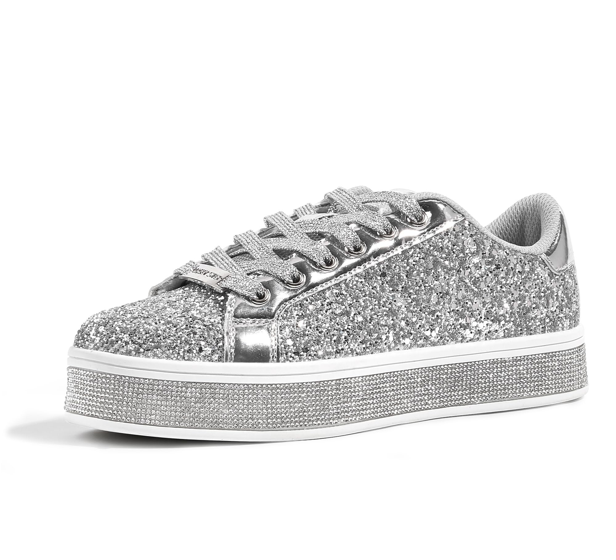 LUCKY STEP Women's Platform Glitter Sneakers | Sparkly Bling Shiny ...