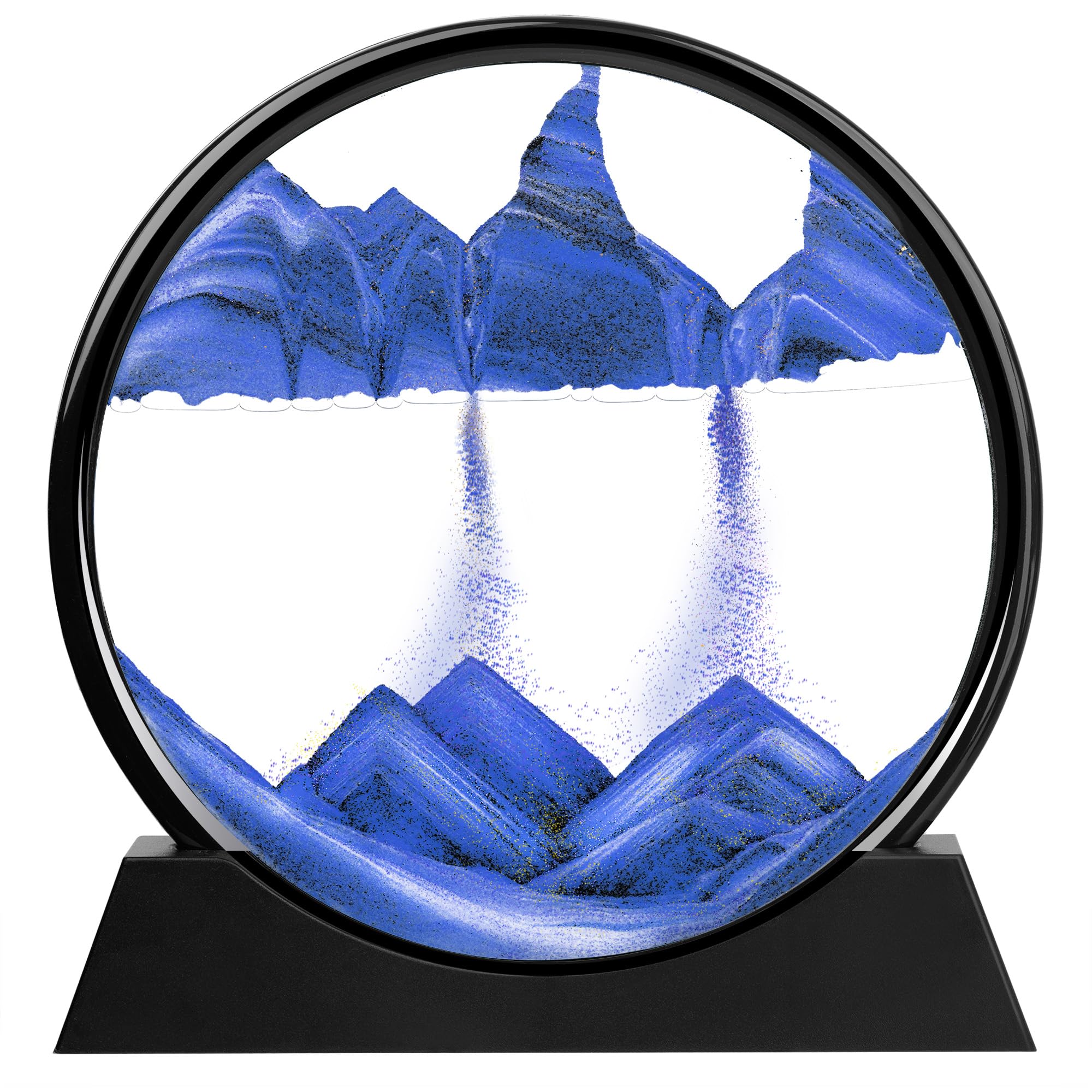 M MYECOGO 3D Moving Sand Art Picture Round Glass Wall Mount Deep Sea ...