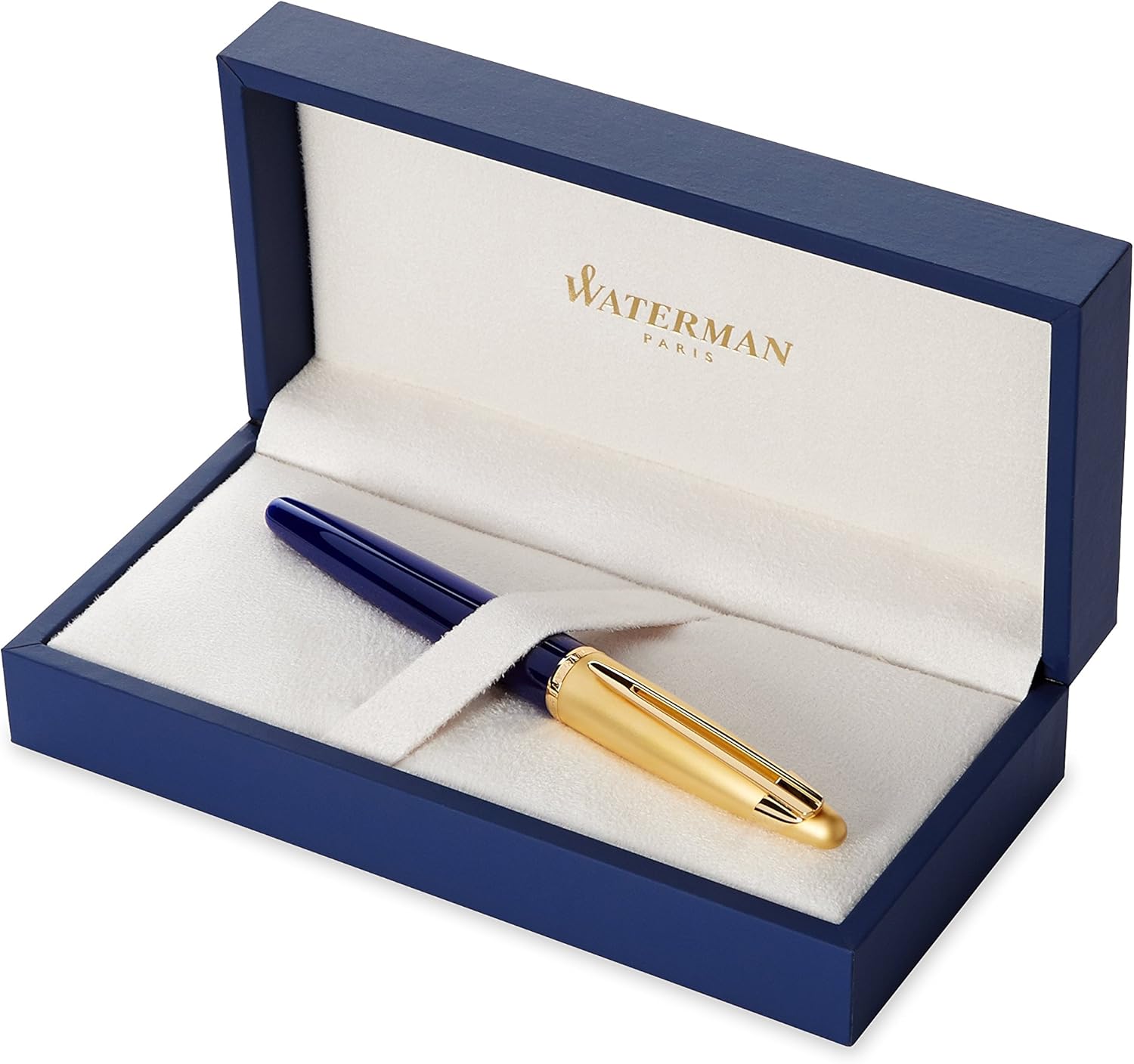 Amazon.com : Waterman Edson Sapphire Blue Gold Trim (GT) Fountain Pen ...