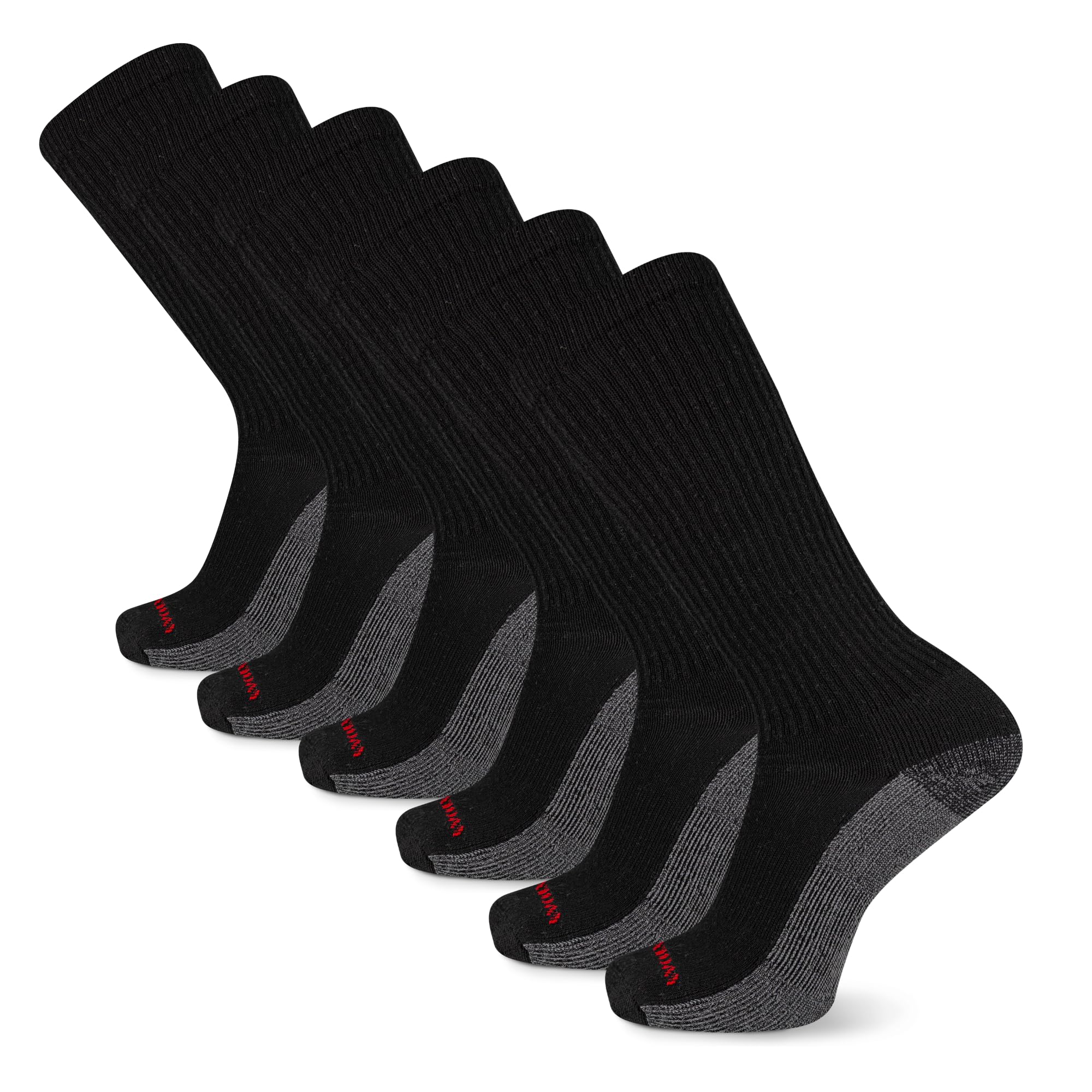 Wolverine Men's Cotton Comfort Over The Calf Sock 6 Pair Pack, Black ...