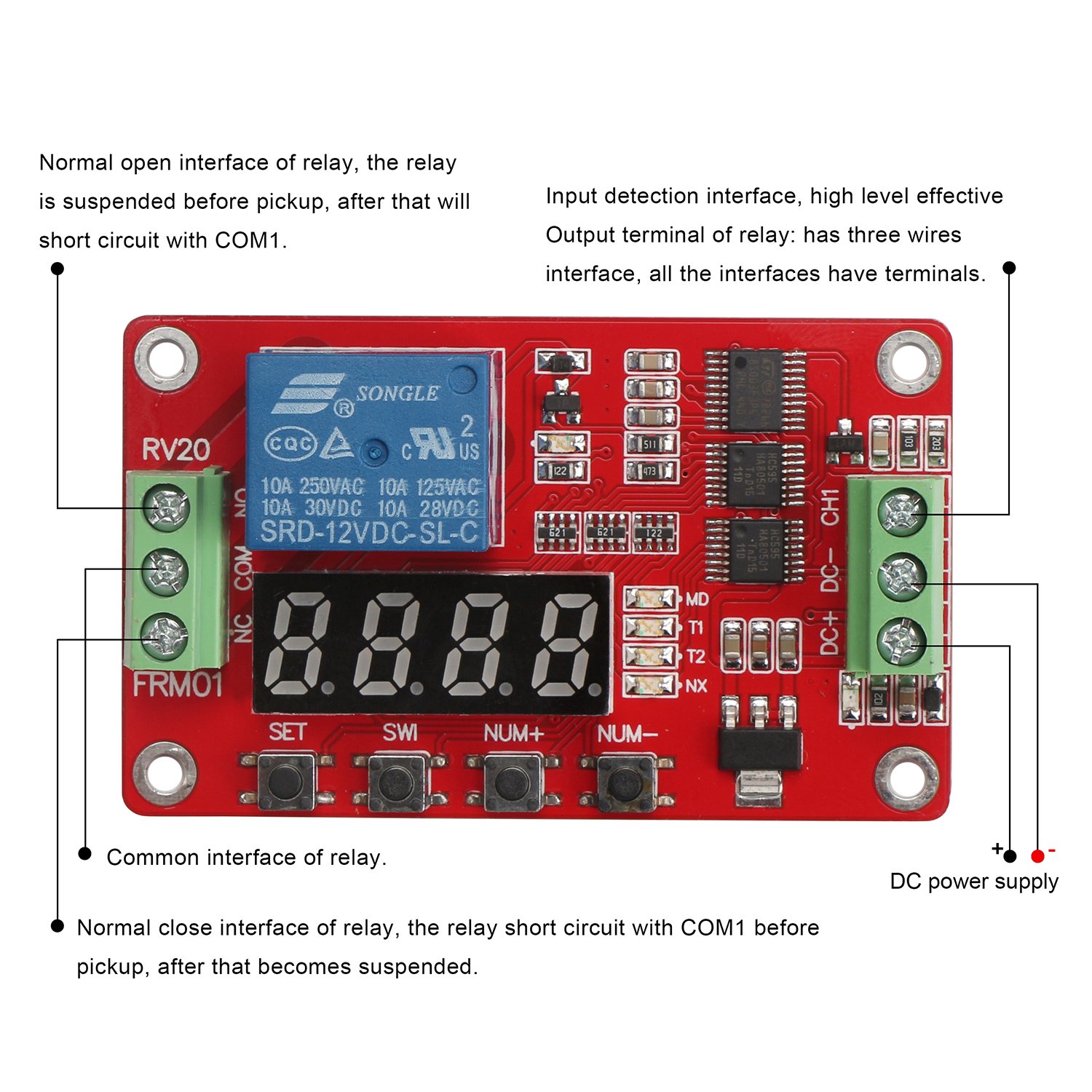 12V DC Relay Module, DROK Multifunctional DC 12 Volt 1 Channel Relay ...