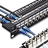 Lysymixs 24 Port RJ45 Patch Panel Cat6 STP Feed Through, Coupler ...