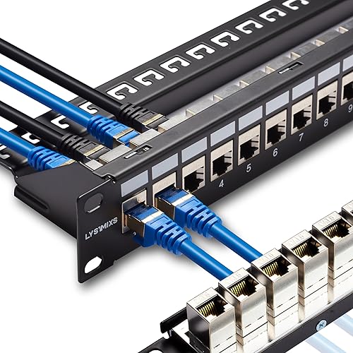24 Port RJ45 Patch Panel Cat6 STP Feed Through, Coupler Network Panel ...