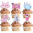 Amazon.com: 18pcs Pink Glitter Pajamas Dessert Cupcake Topper for Girls ...